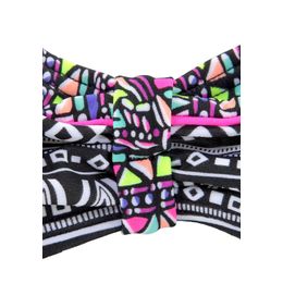 Buffalo M&auml;dchen Bandeau-Bikini, schwarz-wei&szlig;, Gr. 146, Polyamid, Bikini-Sets, mit Ethnodruck und Kontrastdetails