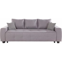 Schlafsofa Collection AB "Bella, B: 241 cm, Liegefl. 142x194 cm", grau (hellgrau), B:241cm H:90cm T:94cm, Zierkissen: 100% Polyester;Microfaser PRIMABELLE (100% Polyester);Struktur fein (100% Polyester), Sofas, Schlafsofa, mit Bettfunktion, Bettkasten & 2 Zierkissen, Federkern
