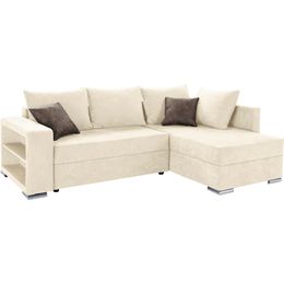 Ecksofa Collection AB "John L-Form", beige (natur), B:226cm H:85cm T:160cm, Microfaser PRIMABELLE (100% Polyester);Zierkissen: 100% Polyester;Luxus-Microfaser 1 (100% Polyester);Luxus-Microfaser 2 (100% Polyester), Sofas, Ecksofa, inklusive Bettfunktion und Bettkasten
