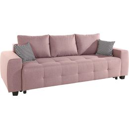 Schlafsofa Collection AB "Bella, B: 241 cm, Liegefl. 142x194 cm", rosa (rose), B:241cm H:90cm T:94cm, Zierkissen: 100% Polyester;Microfaser PRIMABELLE (100% Polyester);Struktur fein (100% Polyester), Sofas, Schlafsofa, mit Bettfunktion, Bettkasten & 2 Zierkissen, Federkern