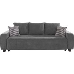 Schlafsofa Collection AB "Bella, B: 241 cm, Liegefl. 142x194 cm", grau (anthrazit), B:241cm H:90cm T:94cm, Zierkissen: 100% Polyester;Microfaser PRIMABELLE (100% Polyester);Struktur fein (100% Polyester), Sofas, Schlafsofa, mit Bettfunktion, Bettkasten & 2 Zierkissen, Federkern, Topseller