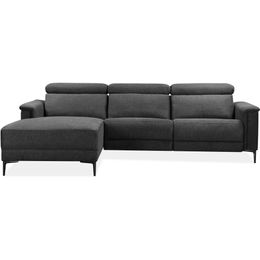 Ecksofa OTTO HOME "LUND, L-Form, 261cm, man. o. elektr. Relaxfunktion (mit USB-A)", grau (anthrazit), B:261cm H:97cm T:179cm, Webstoff 100% Polyester, Sofas, Ecksofa, und Kopfteilverstellung
