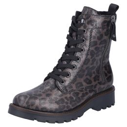 Winterstiefelette Rieker, Damen, Gr. 41, grau, leo, Lederimitat, Schuhe Winterstiefelette, Winterboots, Schn&uuml;rstiefelette, Blockabsatz, in aktueller Leo-Optik