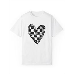 Gorhey Shirt 'Women's Summer Casual Cotton T-Shirt with Black and white grid Print' Damen Gr&ouml;&szlig;e L wei&szlig;