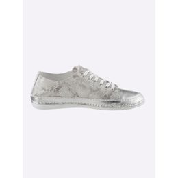 Heine ANDREA CONTI Damen Sneaker, Gr. 38, silber, Leder, Rindsleder, Schuhe