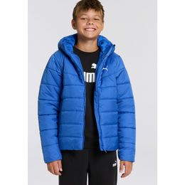 Puma Kinder Winterjacke "ESS HOODED PADDED JACKET", blau, Gr. 128, unifarben, Taft, Obermaterial: 100% Polyester, Jacken, mit Kapuze, entspannte