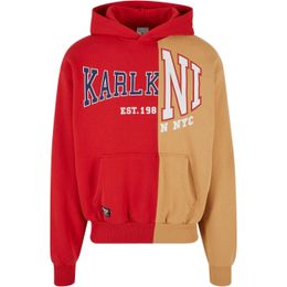 Karl Kani Herren Kapuzensweatshirt "Karl Kani Herren KU234-005-2 KK Woven Retro Split OS Hoodie"rot, sand, Gr. XS, bedruckt, 80% Baumwolle (Bio), 20%