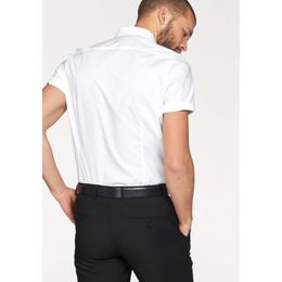 OLYMP Herren Kurzarmhemd "Level Five body fit", wei&szlig;, Gr. 37, unifarben, Web, Obermaterial: 97% Baumwolle, 3% Elastolefin, Hemden, klassisch,