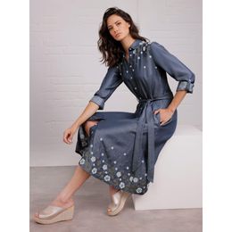 Damen Hemdblusenkleid "Lyocell-Kleid"blau, stone, washed, Gr. 42, CREATION L PREMIUM, gemustert, unifarben, 100% Lyocell, Kleider
