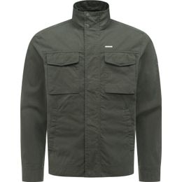 Outdoorjacke Ragwear "Murpho", Gr. L (52), schwarz olive, Material: 72% Baumwolle, 28% Nylon, gerade h&uuml;ftbedeckend, hoch geschlossener Ausschnitt, mit Knopf,verstellbar,&Auml;rmel mit &Auml;rmelschlitz mit Druckknopf, Jacken Outdoorjacke, Leichte &Uuml;bergangsjacke mit Brusttaschen