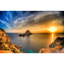 Fototapete papermoon "Insel Es Vedr&aacute; Ibiza", bunt, B:4,5m L:2,8m, Vlies, Tapeten
