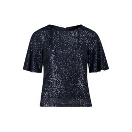 T-Shirt Vera Mont "Pailletten-Bluse mit Fl&uuml;gel&auml;rmeln", Damen, Gr. 34, blau (night sky), Obermaterial: 93% Polyester PES. 7% Elasthan EL., Shirts T-Shirt