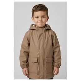 Regenjacke Wheat "Rainwear Ola Set", Jungen, Gr. 128, braun (hazel), Web, Obermaterial: 100% Polyester, unifarben, normal ca. Mitte Oberschenkel, elastischer Bund, Jacken Regenjacke, mit passender Regenhose, wasserdicht und schmutzabweisend
