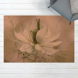 Bilderwelten Kork-Teppich Motiv weiss Blumen Korkmatte - Wei&szlig;e Nigella - Deko Wohnzimmer Schlafzimmer