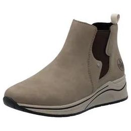Chelseaboots Rieker, Damen, Gr. 43, beige, Elastischer Einsatz, Nubuklederimitat, Schuhe Chelseaboots, Boots, Stiefelette, High Top Sneaker, Keilboots mit Stretcheinsatz