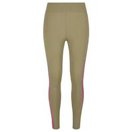 Leggings Urban Classics "Urban Classics Damen Ladies Color Block Leggings", Damen, Gr. S, US-Gr&ouml;&szlig;en, khaki, brightviolet, 80% Polyimid, 20% Elasthan, unifarben, skinny fit, Hosen Leggings