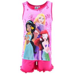 Schlafanzug kurz Disney Princess mit R&uuml;schendetails in Dunkelpink | Gr.: 104