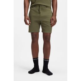 Pyjamashorts BOSS "Waffle Shorts", Damen, Gr. M, N-Gr, open gr&uuml;n 350, Jersey, Obermaterial: 60% Baumwolle, 40% Polyester, lang, Hosen