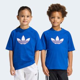T-Shirt adidas originals "GRAFIK TREFOIL LOCKERES", M&auml;dchen, Gr. 104, collegiate royal, Obermaterial: 100% Baumwolle, Rundhals, Shirts T-Shirt