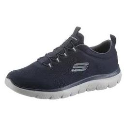 Slip-On Sneaker Skechers "SUMMITS", Herren, Gr. 41, blau (navy), Textil, Schuhe, Freizeitschuh, Slipper, Komfortschuh mit elastischer Bungee-Schn&uuml;rung