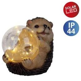 N&auml;ve LED Solarleuchte N&Auml;VE "Igel", braun, B:12cm H:14,5cm L:17cm, Leuchten, s&uuml;&szlig;er Igel mit beleuchteter Kugel in braun/beige, warmwei&szlig;es Licht