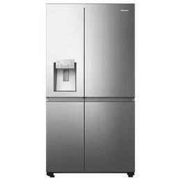 HISENSE Side-by-Side "RS818N4T", Energieeffizienz: C (A-G), silber (inox), Linksanschlag, K&uuml;hlschr&auml;nke, MetalCooling, No Frost Plus, mit Wassertank, Wifi