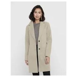 Langmantel Only "ONLCARRIE BONDED COAT OTW NOOS", Damen, Gr. M, beige (humus detail:melange), Web, Obermaterial: 100% Polyester, meliert, weit ca. Mitte Oberschenkel, V-Ausschnitt, M&auml;ntel, Polyester, l&auml;ssig weit