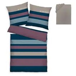 Bettw&auml;sche Tom Tailor HOME "Carl in Gr. 135x200 oder 155x220 cm", lila (beere), B/L: 135cm x 200cm, 1 Stk., 1 Stk., Biber, B/L: 80cm x 80cm, 3 Stk., Biber, Obermaterial: 100% Baumwolle, Bettw&auml;sche, Bettw&auml;sche, mit GRATIS-Zugabe: Spannbettlaken, 100% Baumwolle, mit Rei&szlig;verschluss