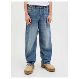Jack & Jones Relax-fit-Jeans JACK & JONES JUNIOR "JJIALEX JJORIGINAL AKM 061 NOOS JNR", Jungen, Gr. 158, N-Gr, blau (blau denim), Denim/Jeans, Obermaterial: 100% Baumwolle, Abriebeffekte, relaxed fit kn&ouml;chellang, Jeans