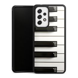 DeinDesign Galaxy A53 5G Handy Gallery Case Handyh&uuml;lle 9H Geh&auml;rtetes Glas R&uuml;ckseite H&uuml;lle Piano Music Klavier Gallery Case
