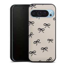 DeinDesign Google Pixel 9 Pro XL Handy Premium Silikon H&uuml;lle Handyh&uuml;lle schwarz Case Muster Bow Schleifen Silikon Premium Case