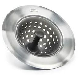 Abflusssieb OXO GOOD GRIPS, silber (silberfarben), Edelstahl, Silikon, K&uuml;chensiebe