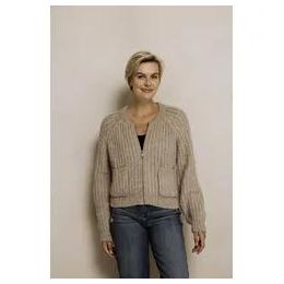 Strickjacke Zhrill "CORINNA", Damen, Gr. L, sand, Strick, Obermaterial: 56% Polyacryl, 18% Polyamid, 18% Polyester, 6% Wolle, 2% sonstige Fasern, regular fit h&uuml;ftlang, Rundhals, Raglan&auml;rmel Strickb&uuml;ndchen, Strickjacken Strickjacke, mit Rippenstruktur, Rei&szlig;verschluss vorn