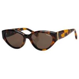 Sonnenbrille Superdry "Modell 996078", Damen, havanna, gemustert, leicht durchscheinend, leicht gl&auml;nzend, Sonnenbrillen Sonnenbrille, Form CatEye, Logoschriftzug auf B&uuml;gel, Kunststofffassung