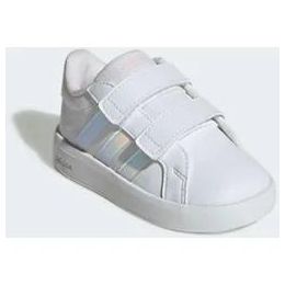 Klettschuh Adidas SPORTSWEAR "GRAND COURT 3.0 F&Uuml;R BABYS UND KLEINKINDER", Kinder, Gr. 26, cloud wei&szlig;, iridescent, ftwr wei&szlig;, Synthetik, Textil, Schuhe Klettschuh, f&uuml;r Kinder