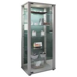 Standvitrine Vcm "Holz Glas Stand Vitrine Sammelvitrine Kavisa L", silber, B:50cm T:38cm, Obermaterial: 100% Holz Wood., Schr&auml;nke, Standvitrine