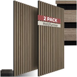 TecTake&reg; Akustikpaneele, Holzoptik in Eiche dunkel, MDF und Echtholzfurnier, Gr&ouml;&szlig;e flexibel anpassbar