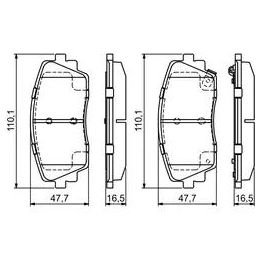 Bosch Bremsbelagsatz, Scheibenbremse 0 986 494 688 vorne rechts links f&uuml;r HYUNDAI KIA S581011YA45 58101A3A05 S581011YA35