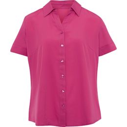 Damen Hemdbluse mit abgerundetem Saum fuchsia, Gr&ouml;&szlig;e 44