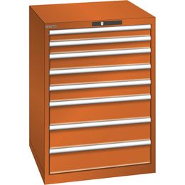 LISTA ESD-Schubladenschrank, BxTxH 717 x 725 x 1000 mm, 8 Schubladen, 75/100/150 mm, Traglast 75 kg, orange