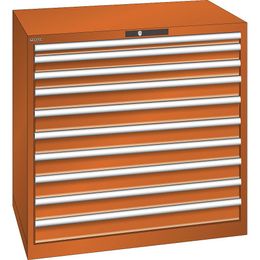 LISTA ESD-Schubladenschrank, BxTxH 1023 x 725 x 1000 mm, 10 Schubladen, Traglast 75 kg, orange