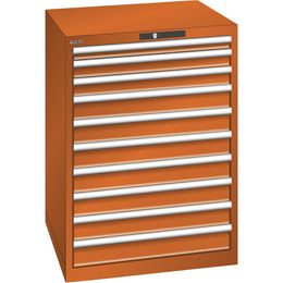 LISTA ESD-Schubladenschrank, BxTxH 717 x 725 x 1000 mm, 10 Schubladen, Traglast 75 kg, orange