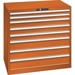 LISTA ESD-Schubladenschrank, BxTxH 1023 x 725 x 1000 mm, 8 Schubladen, Traglast 200 kg, orange
