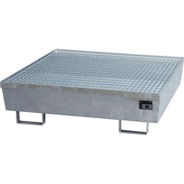 eurokraft pro Stahl-Auffangwanne mit Randprofilierung, f&uuml;r 4 x 200-l-F&auml;sser, LxB 1200 x 1200 mm, feuerverzinkt