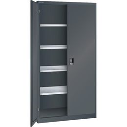 LISTA ESD-Fl&uuml;gelt&uuml;rschrank, H 1950 mm, 4 Fachb&ouml;den, BxT 1002 x 400 mm, anthrazitgrau