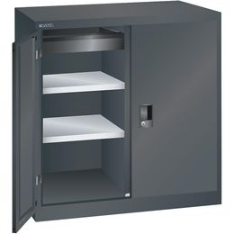 LISTA ESD-Fl&uuml;gelt&uuml;rschrank, H 1000 mm, 2 Fachb&ouml;den, BxT 1002 x 580 mm, anthrazitgrau, 1 Schublade