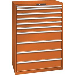 LISTA ESD-Schubladenschrank, BxTxH 1023 x 725 x 1450 mm, 10 Schubladen, Traglast 75 kg, orange
