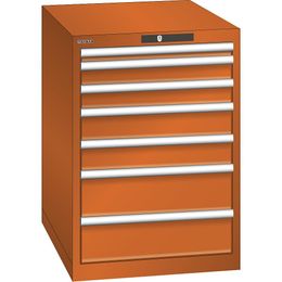 LISTA ESD-Schubladenschrank, BxTxH 564 x 725 x 800 mm, 7 Schubladen, Traglast 75 kg, orange