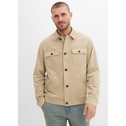 bonprix Velourslederimitat-Jacke, beige, Gr.64, Der perfekte Begleiter: Ob l&auml;ssig oder elegant, diese Jacke passt sich deinem Stil anLederimitat