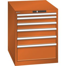 LISTA ESD-Schubladenschrank, BxTxH 564 x 725 x 700 mm, 6 Schubladen, Traglast 75 kg, orange